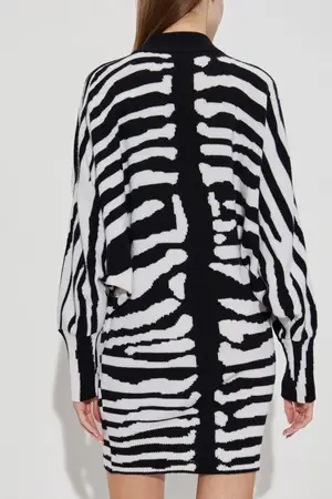 Balmain Zebra Motif Wool And Cashmere Dress