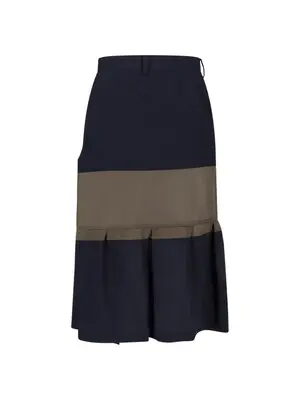 Sacai Victoria Beckham Wool Midi Skirt - Blue