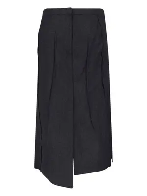 Victoria Beckham Wool Midi Skirt With Draped Details - Gray