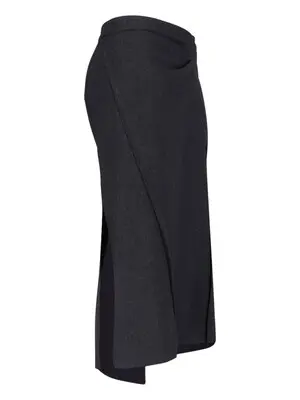 Victoria Beckham Wool Midi Skirt With Draped Details - Gray