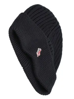 Moncler Stone Island Virgin Wool Logo Beanie - Black