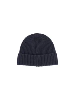 Stone Island Virgin Wool Logo Beanie - Blue