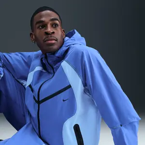 Nike Tech Dri-fit Woven Color-block Windrunner Loose Jacket - Blue