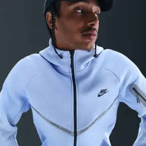 Nike Tech Full-zip Fleece Windrunner Jacket With Reflective Accents - Blue