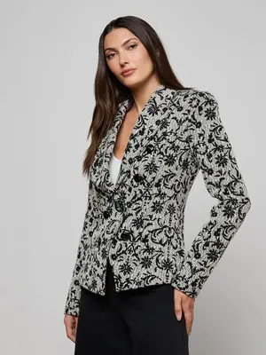 L'Agence Bethany Flocked Tweed Blazer