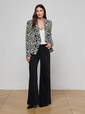 L'Agence Bethany Flocked Tweed Blazer