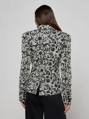L'Agence Bethany Flocked Tweed Blazer