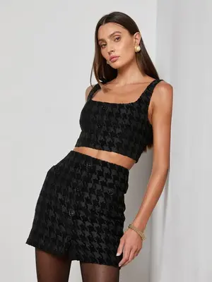 L'Agence Mireya Houndstooth Mini Skirt