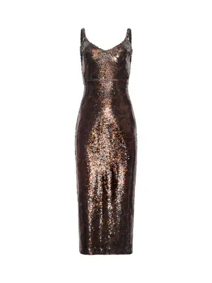 L'Agence Noella Sequin Leopard Print Midi Dress