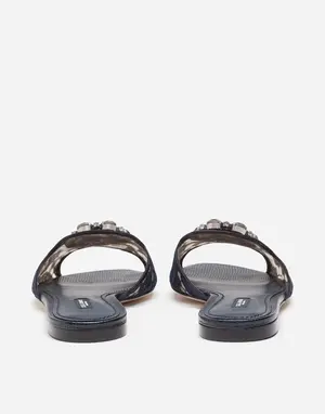 Dolce & Gabbana Lace Slippers With Bejeweled Embellishment