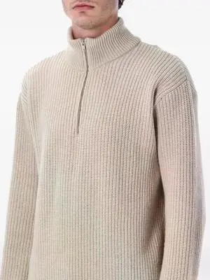 Colorful Standard Ribbed Half-zip Sweater - Neutrals