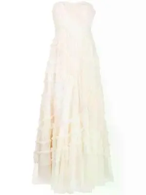 NEEDLE & THREAD Ruffled-detail Sleeveless Dress - Neutrals