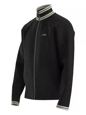 BOSS Striped-collar Zip-up Sweater