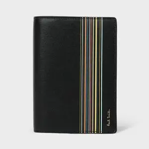 Paul Smith Leather 'signature Stripe Block' Passport Holder - Black