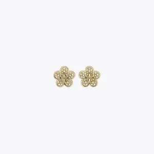 Tory Burch Forget Me Not Pavé Stud Earrings - Tory Gold/crystal
