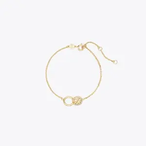 Tory Burch Icon Pavé Interlocking Chain Bracelet - Tory Gold/crystal