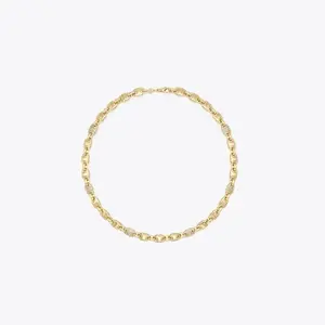 Tory Burch Gemini Link Pavé Necklace - Light Brass/crystal