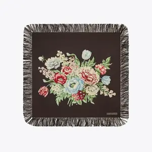 Tory Burch Chair Floral Silk Square - Black Chair Floral