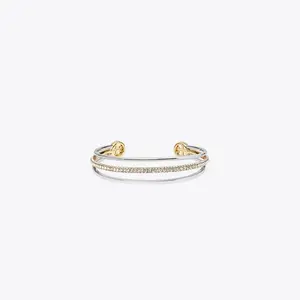 Tory Burch Icon Pavé Cuff Tory Silver/tory Gold/crystal