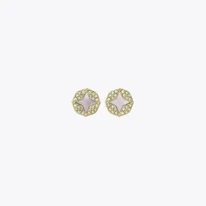 Tory Burch Forget Me Not Pavé Stud Earrings - Tory Gold/pink/crystal