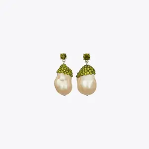 Tory Burch Moondance Crystal And Pearl Drop Earrings - Pink/green