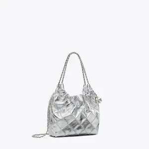 Tory Burch Mini Fleming Metallic Hobo Bag