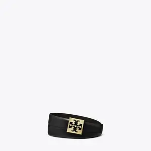 Tory Burch 1.5" Square Logo Belt - Black/john Coco