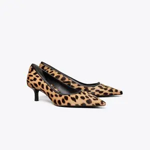 Tory Burch Double T Buckle Kitten Heel Pumps Classic Leopard