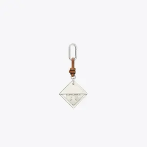 Tory Burch Logo Croc-embossed Key Charm - Blanc