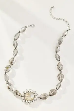 Anthropologie Crystal Circle Necklace - Grey