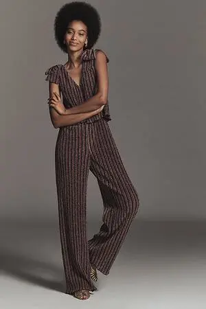 Saylor Natale Lurex Stripe Tiered Jumpsuit
