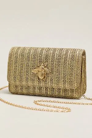 LISI LERCH Raffia Snaffle Clutch - Bee