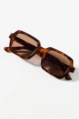 Anthropologie Chunky Rectangular Sunglasses - Tortoise