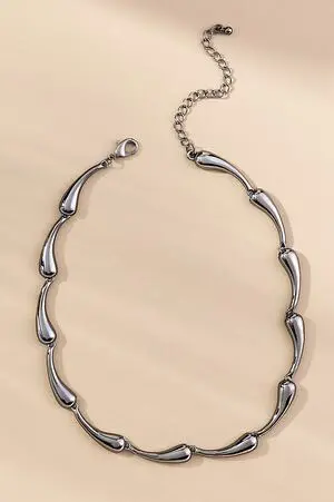 Anthropologie Drippy Bean Necklace - Gunmetal