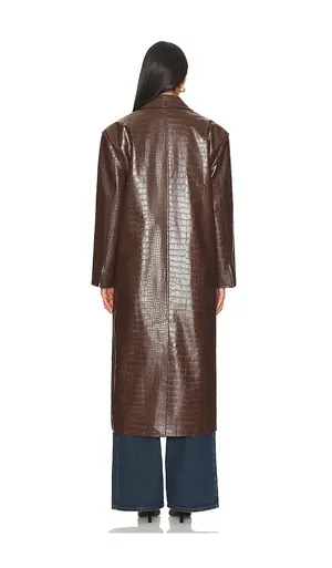 LAMARQUE Crocodile Embossed Faux Leather Coat