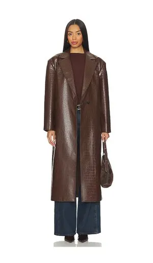 LAMARQUE Ebba Crocodile Embossed Faux Leather Coat