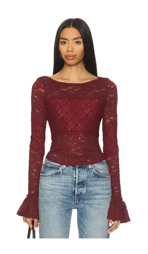 Free People Lace Layering Long Sleeve - Wine
