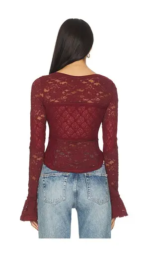 Free People Lace Layering Long Sleeve - Wine