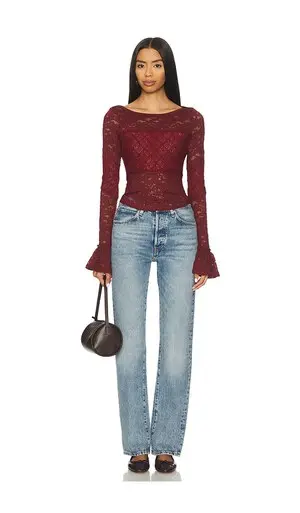 Free People Lace Layering Long Sleeve - Wine