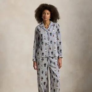 Ralph Lauren Polo Bear Cotton Sateen Pajama Set - Snowfall Blue