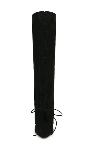 Paris Texas Jane Fold Over Lace Up Boot 100 - Black