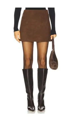 SUSANNA CHOW Alara Suede Skirt - Espresso