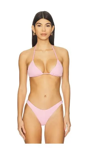 Frankies Bikinis Nick Thermal Triangle Bikini Top - Blush