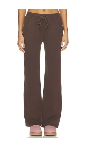 Frankies Bikinis Emma Thermal Pant In Brown - Walnut