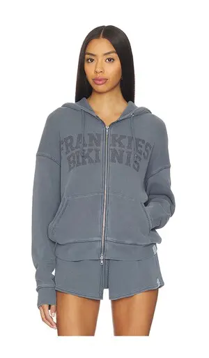Frankies Bikinis Weekend Thermal Hoodie In Blue - Shadow Blue