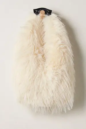 Apparis Colette Fringe Fur Shoulder Bag - Ivory