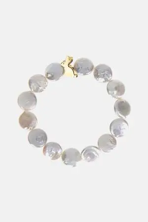 ALIITA 9k Gold Rabbit And Pearl Bracelet - White