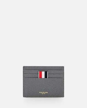 Thom Browne Gray Leather Card Holder - Grey