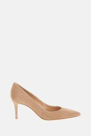 GIANVITO ROSSI 70 Suede Decollete - Beige