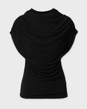 VIVEH Cap-sleeve Turtleneck Top - Black